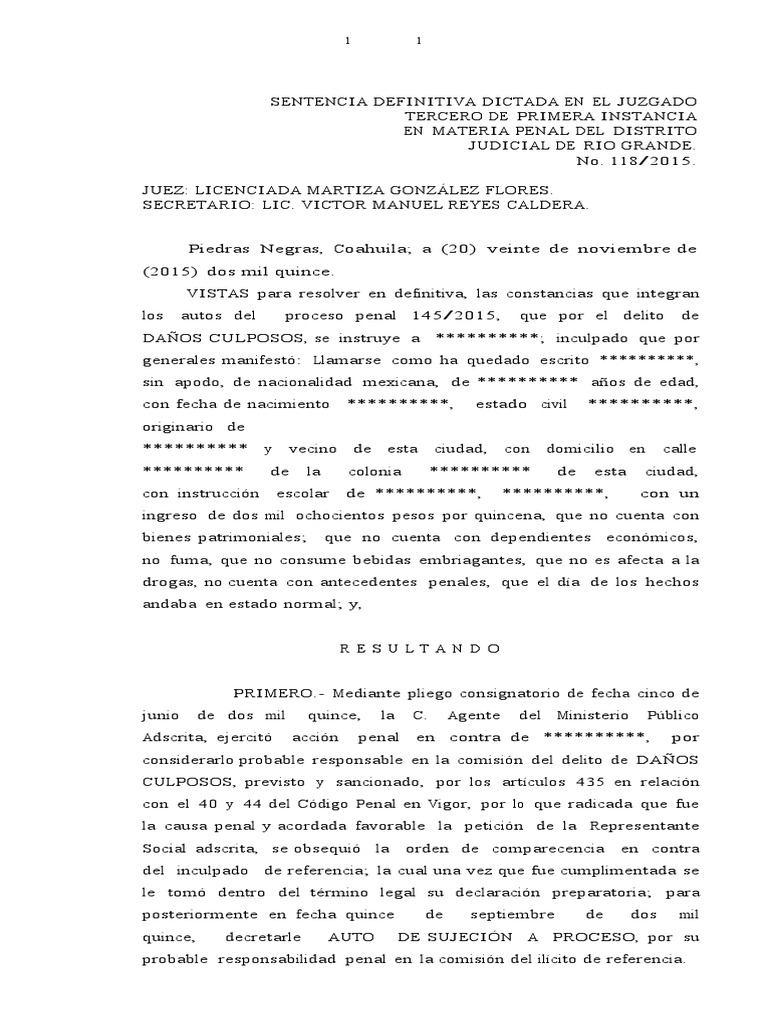 Ejemplo de Sentencia | PDF | Sentencia (ley) | México Ejemplo de Sentencia | PDF | Sentencia (ley) | México