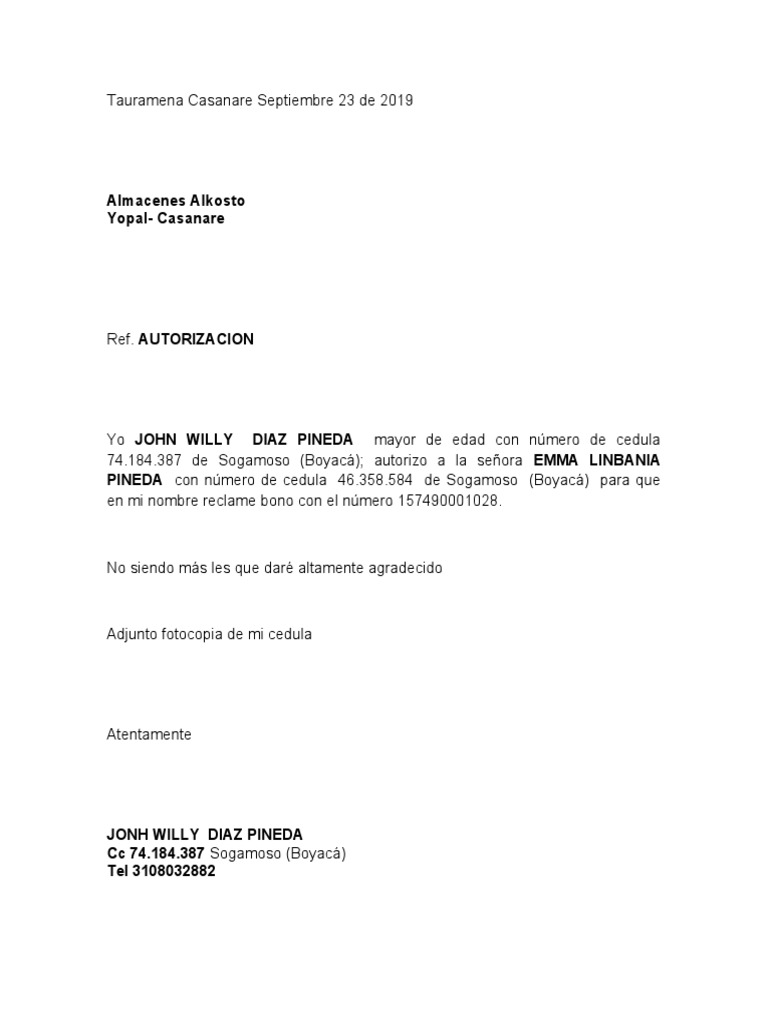 Autorizacion para Registro Civil | PDF