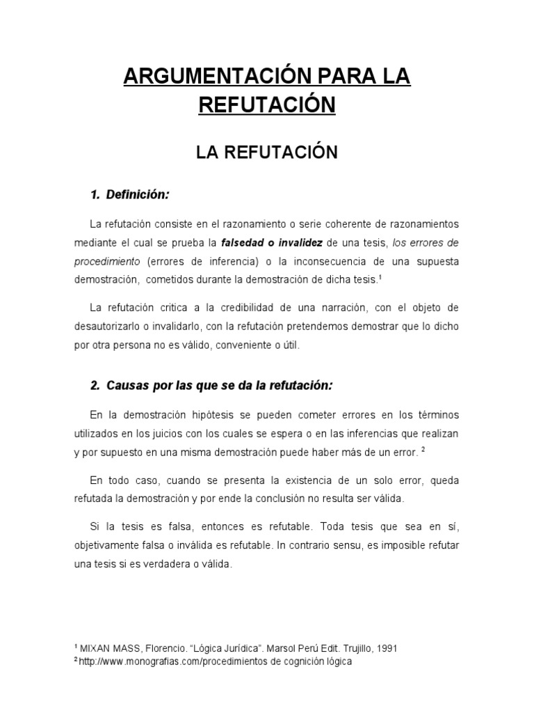 Argumentación para La Refutación | PDF | Falacia | Epistemología