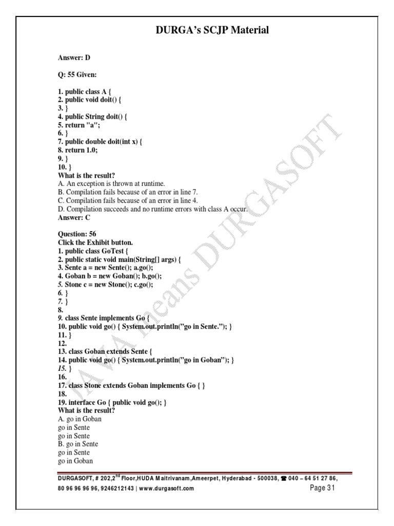 SCJP Exam Questions & Answers | PDF