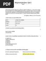 Vjezba Nepromjenjive I Promjenjive Vrste Rijeci | PDF