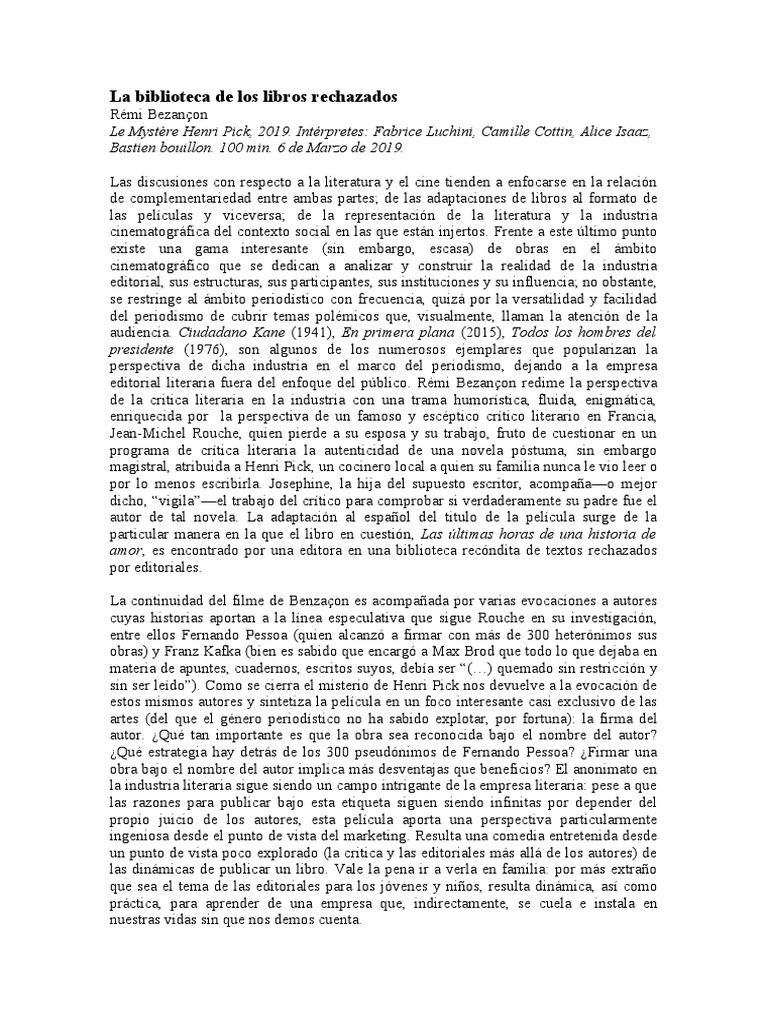 La Biblioteca de Los Libros Rechazados, Zamudio | PDF | Autor | Publicación