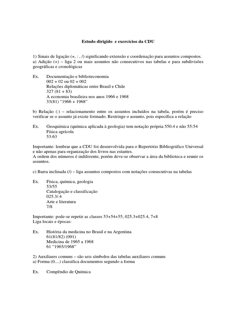 Exercicios Cdu | PDF | Português (idioma) | Brasil