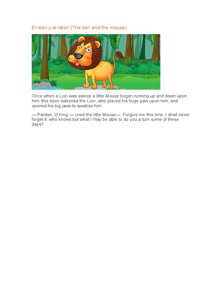 El León y El Ratón (The Lion and The Mouse) | PDF