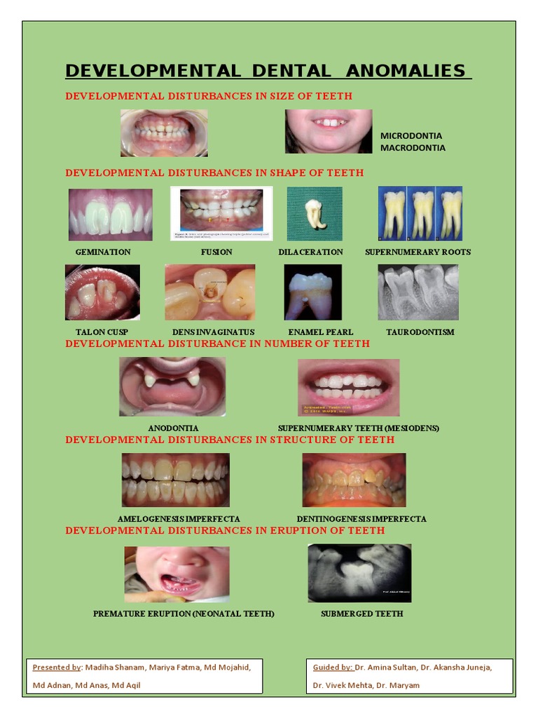 Developmental Dental Anomalies | PDF