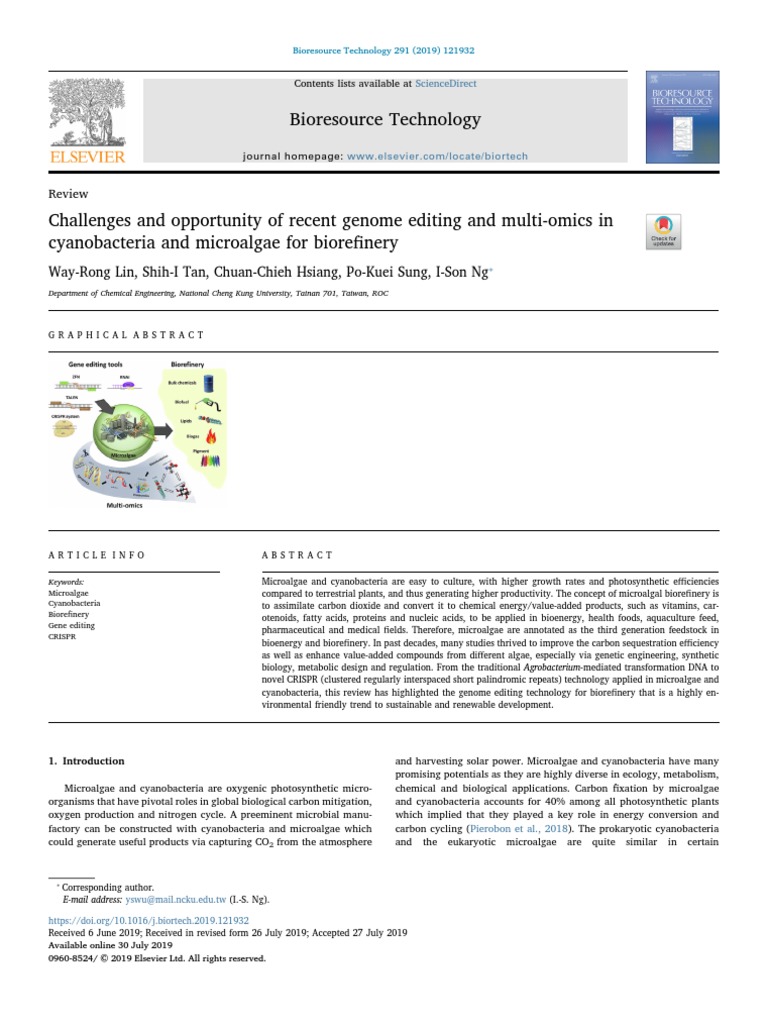 Bioresource Technology: Review | PDF | Transformation (Genetics) | Crispr