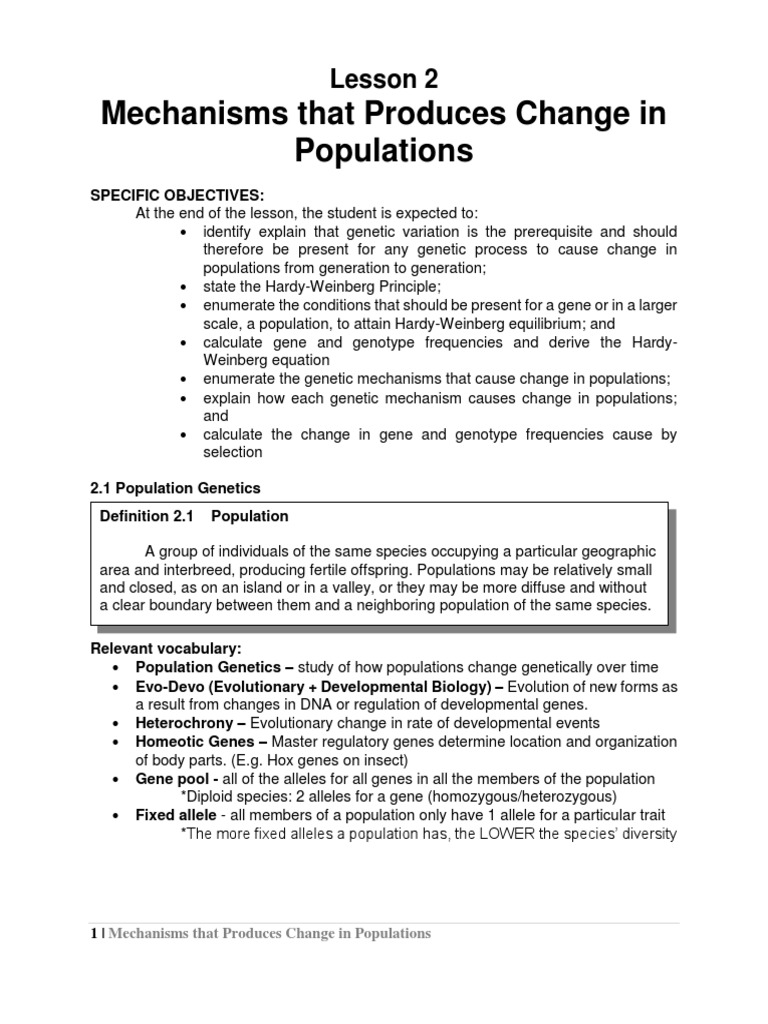Population Change Mechanisms Explained | PDF | Zygosity | Dominance ...