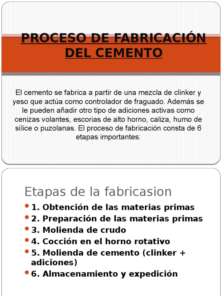 Proceso de Fabricación Del Cemento | PDF | Cemento | Materiales