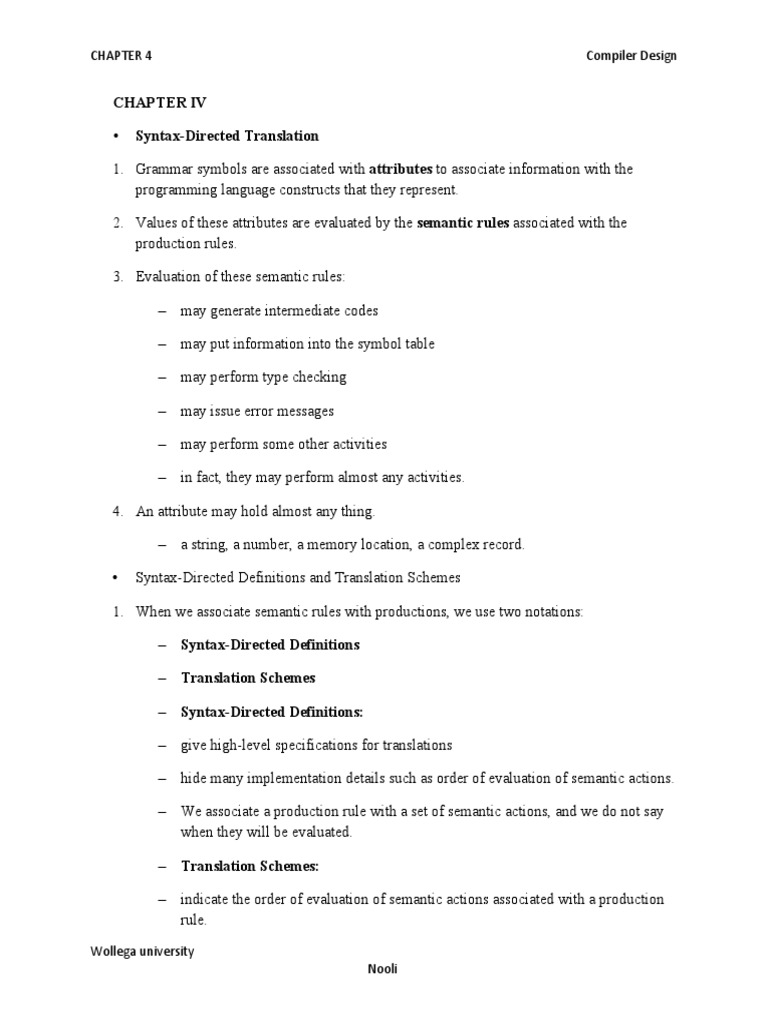 Syntax-Directed Translation: Compiler Design | PDF | Parsing | Theoretical Computer Science