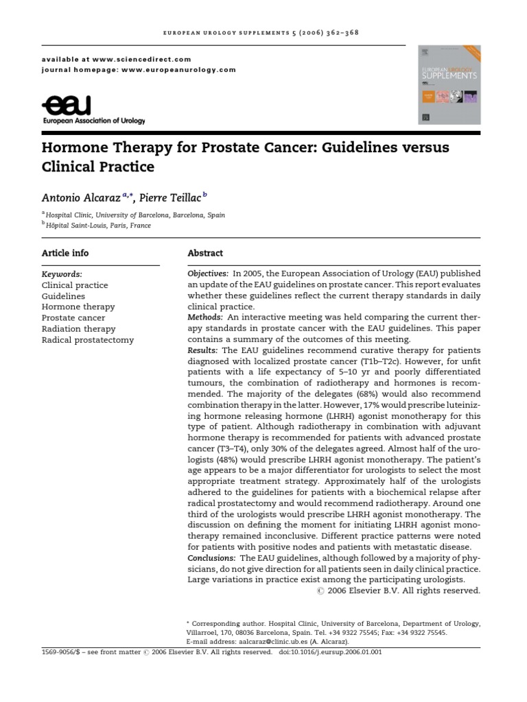 Hormone Therapy For Prostate Cancer Guidelines Versus Clinical Practice ...