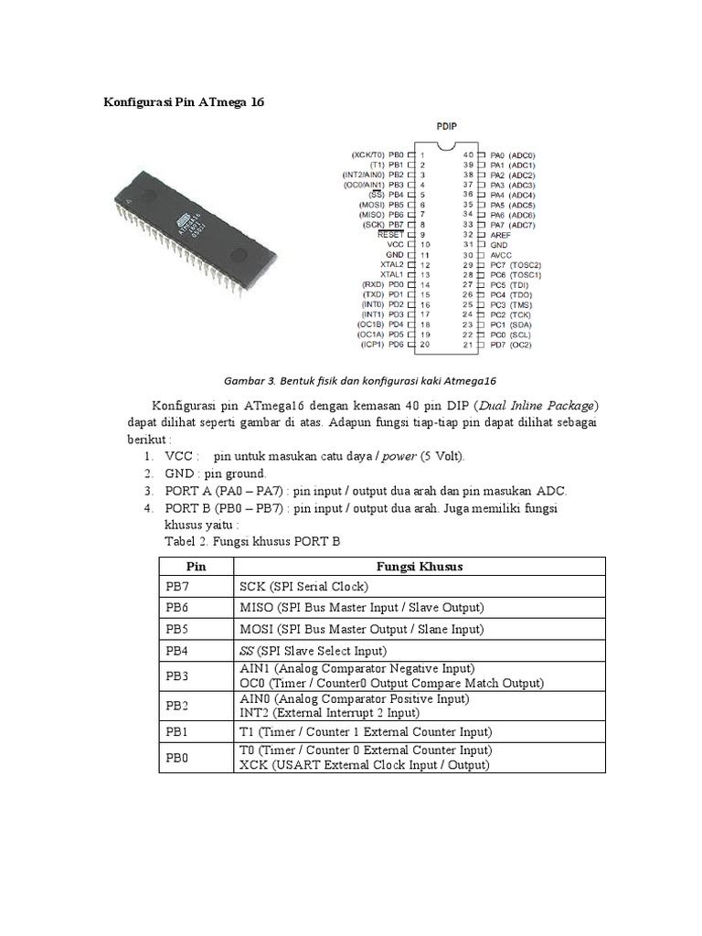 Konfigurasi Pin ATmega 16 | PDF