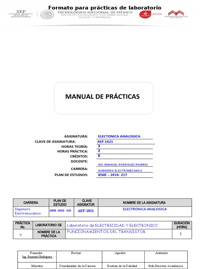 Practica 7 Transistor | PDF | Transistor | Transistor de unión bipolar