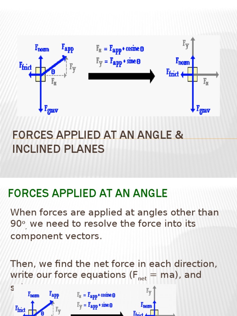 Forces at Angles & Inclined Planes | PDF | Force | Mass