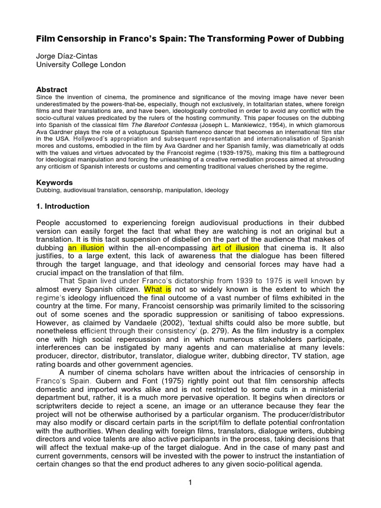 Film Censorship in Franco's Spain: The Transforming Power of Dubbing ...