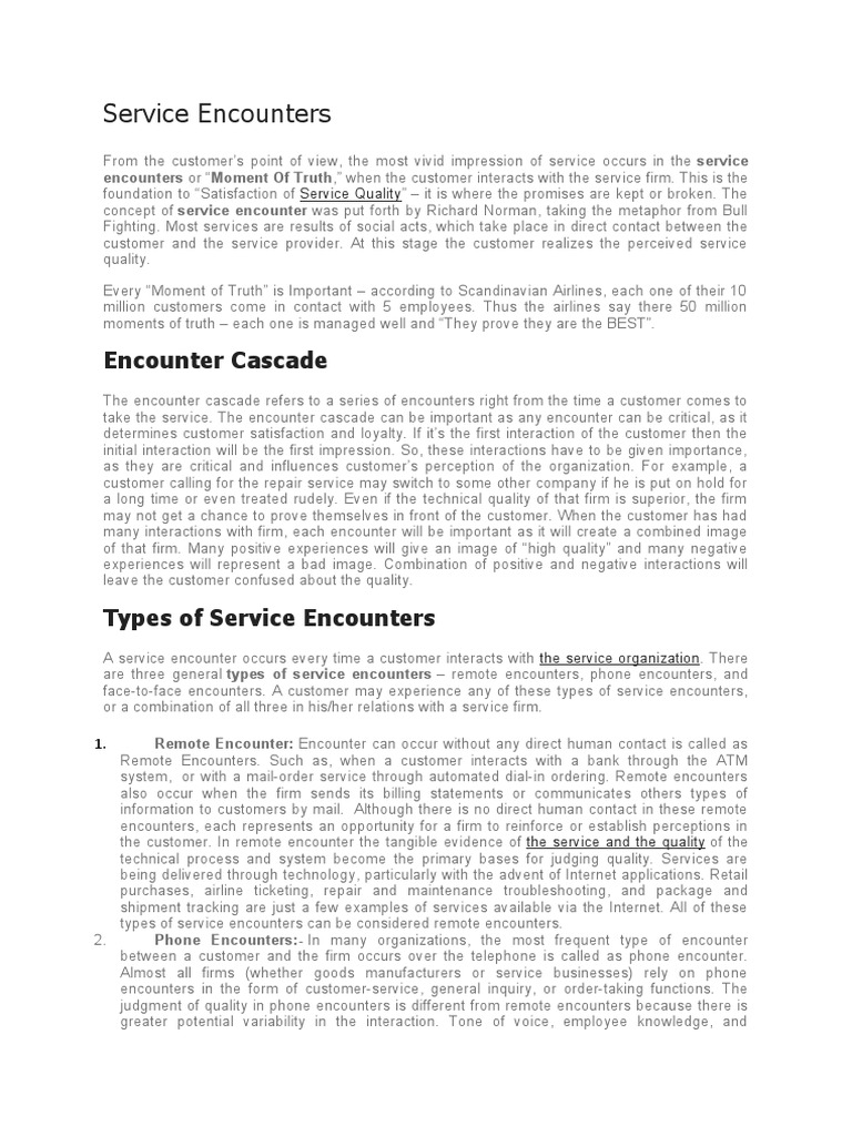 Types of Service Encounters Explained | PDF | Truth | Communication