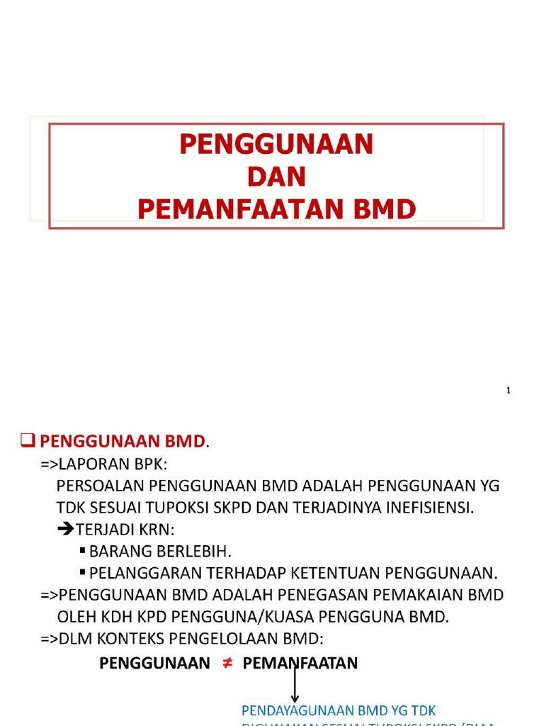 Penggunaan Dan Pemanfaatan BMD | PDF