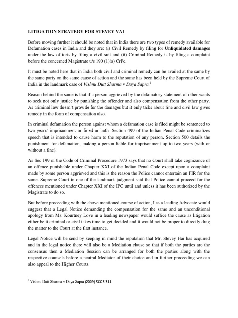 Litigation Strategy 16BBL001 PDF | PDF | Defamation | Judiciaries
