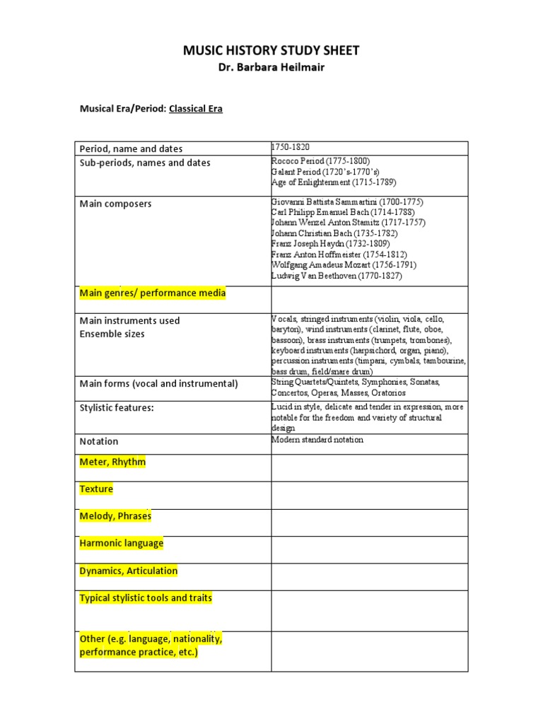 Classical Music Study Guide | PDF | Musical Forms | Classicism