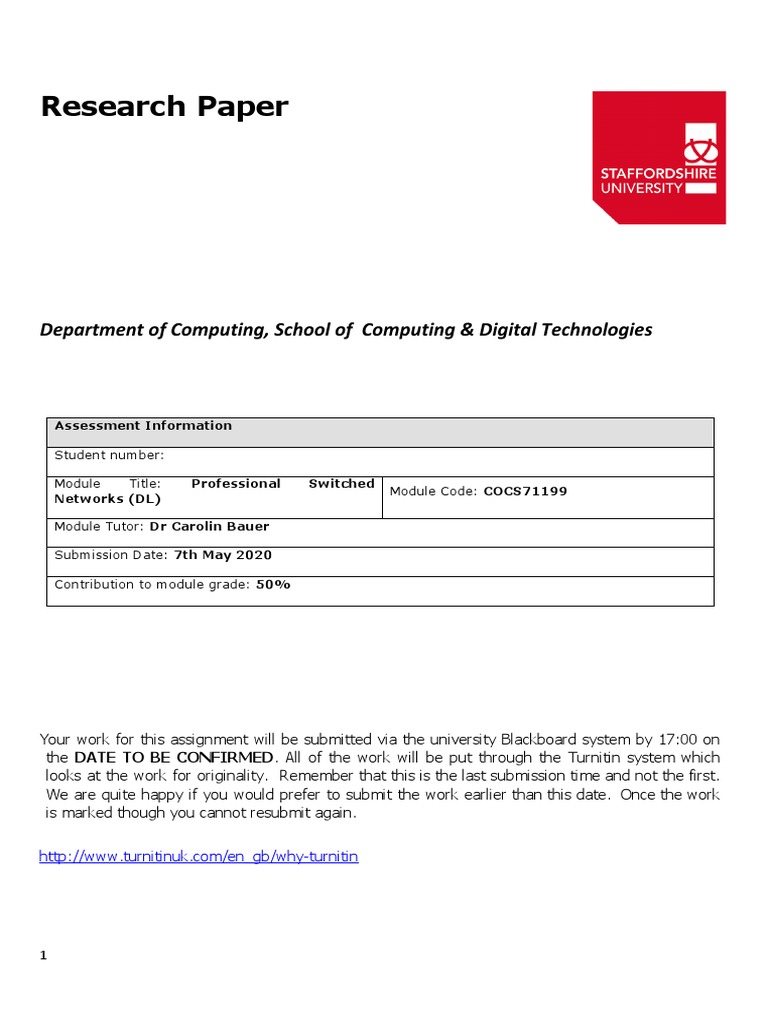 Research Paper: Department of Computing, School of Computing & Digital ...
