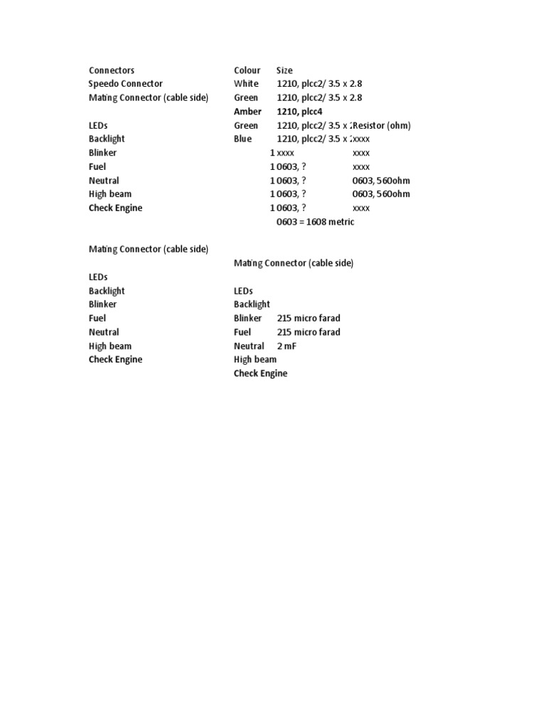 Speedo LEDs and Connector1 | PDF