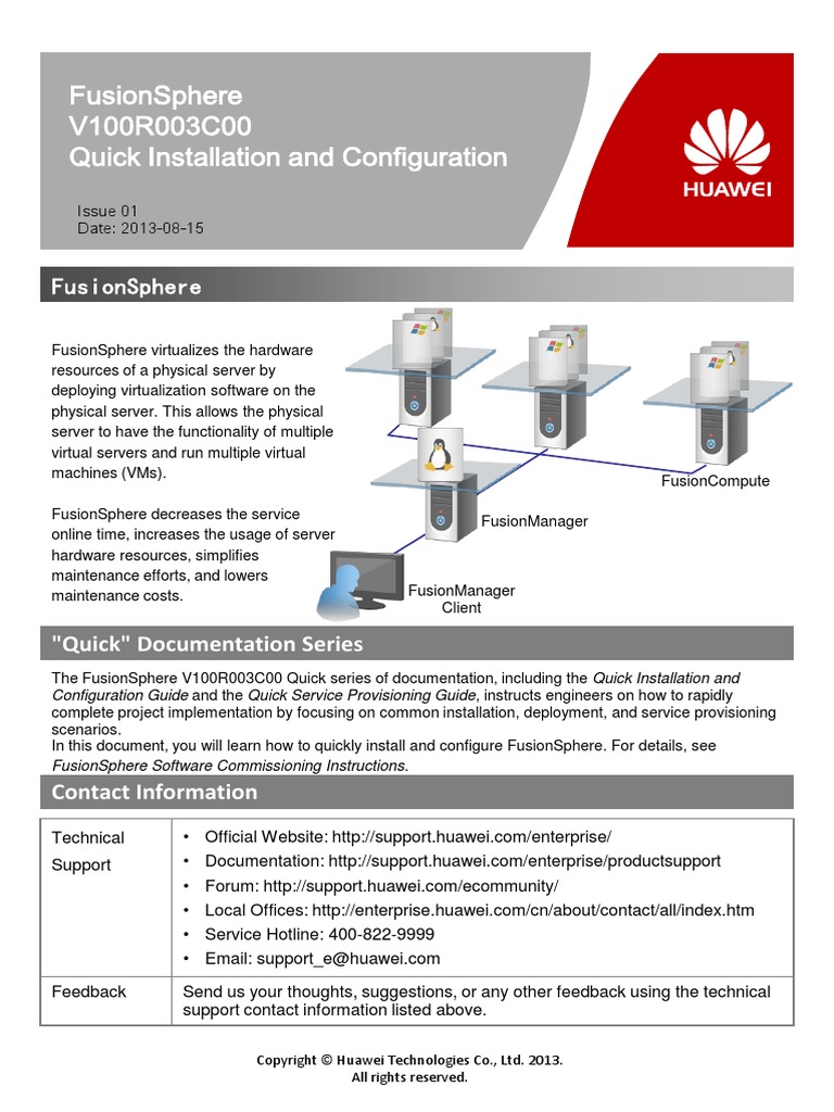 FusionSphere V100R003C00 Quick Installation and Configuration Guide 01 PDF | PDF ...