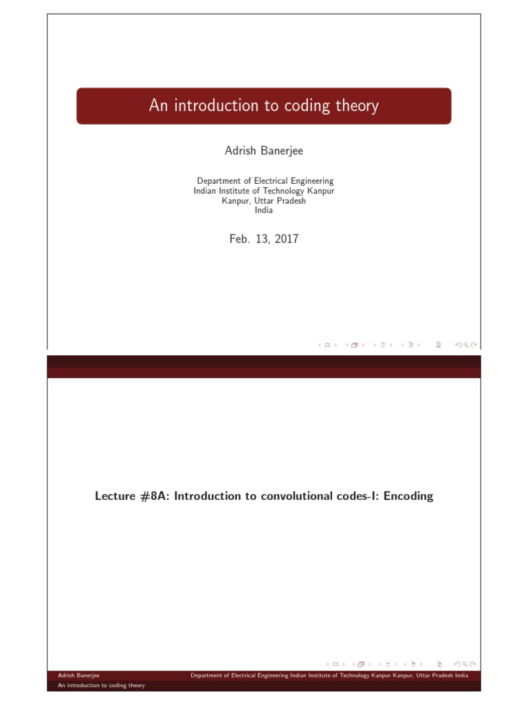 An Introduction To Coding Theory: Adrish Banerjee | Download Free PDF | Discrete Mathematics ...