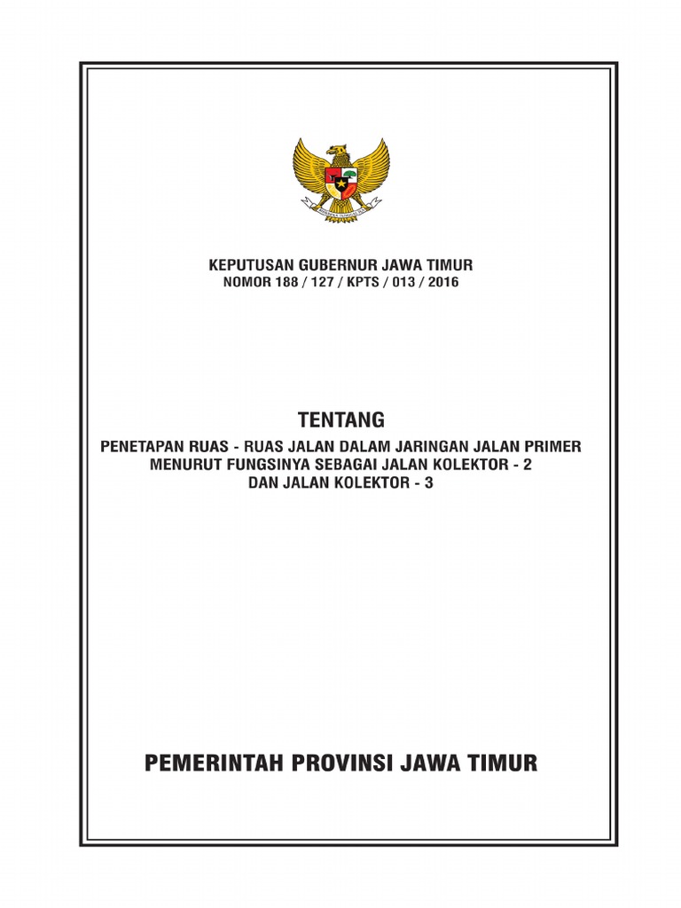 SK Jalan Nasional Menurut Fungsi | PDF