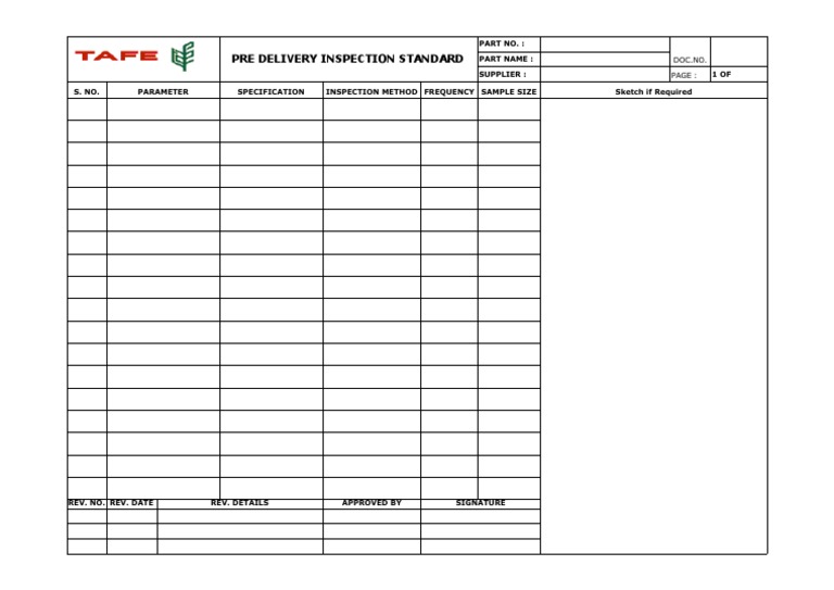 Format 12 - Predelivery Inspection Standard | PDF