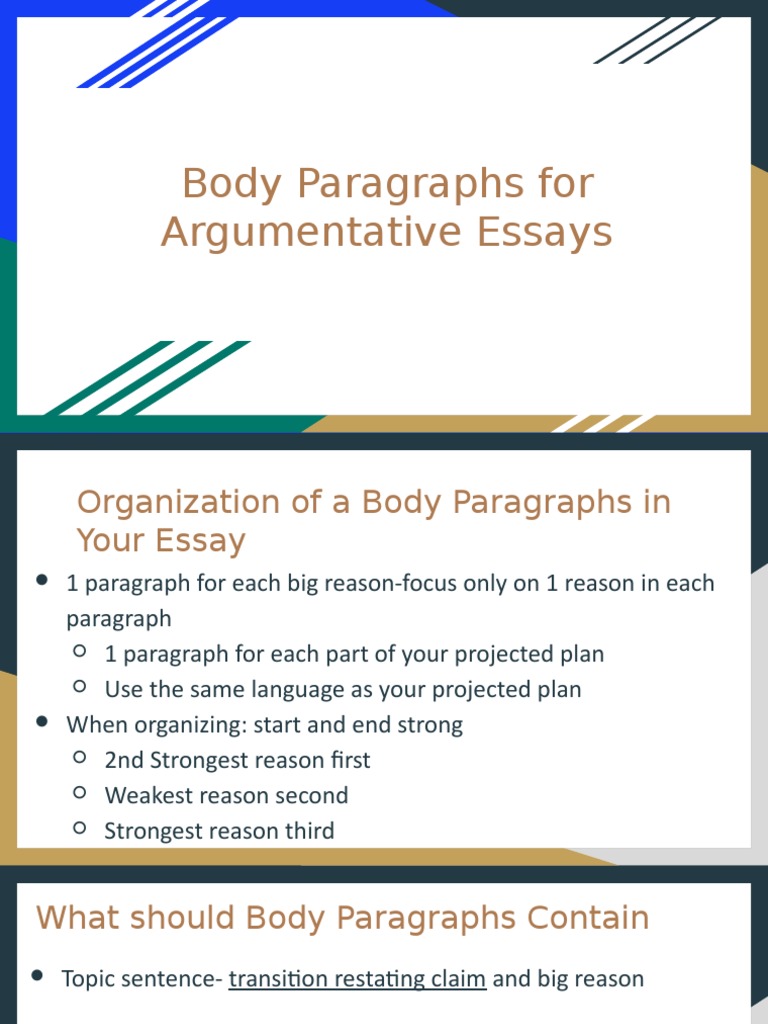 Body Paragraphs For Argumentative Essays | PDF | Milk | Nutrition
