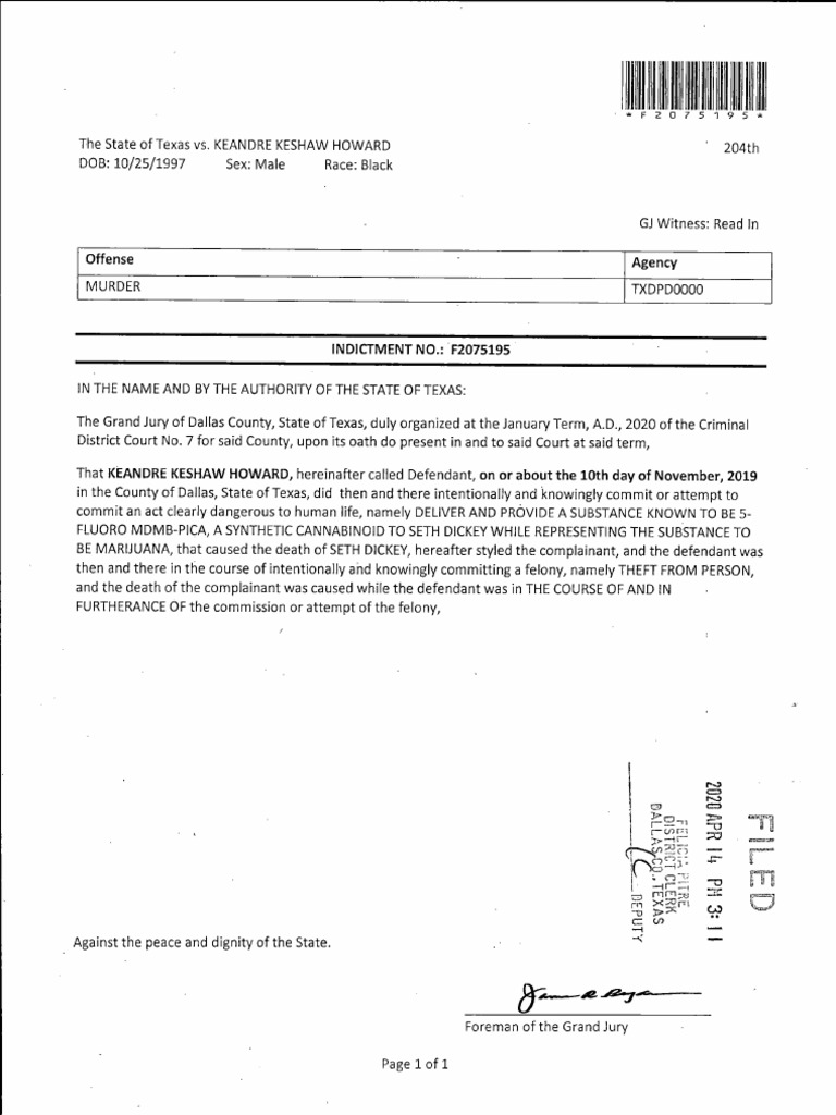 Keandre Howard and Treylon Jenkins Indictments | PDF