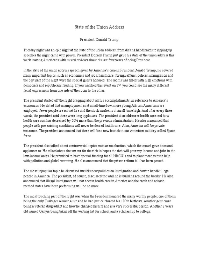 State of The Union | PDF | State Of The Union | Donald Trump