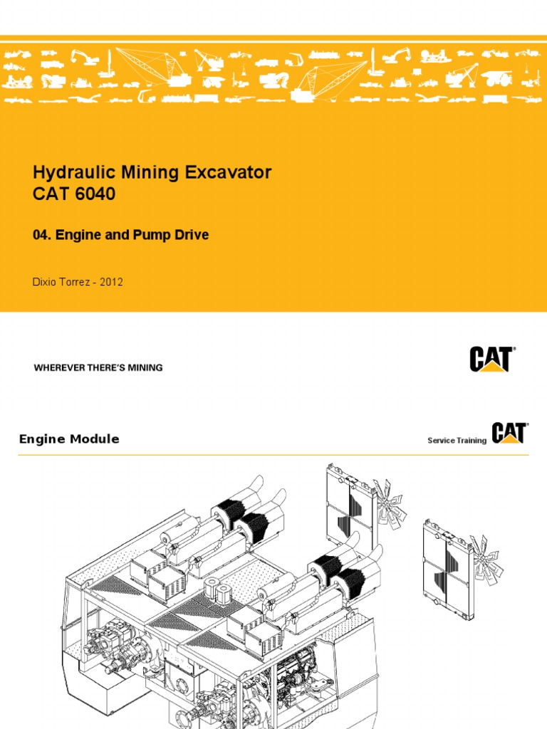Hydraulic Mining Excavator CAT 6040 Engine and Pump Drive Service ...