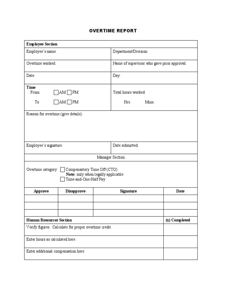 Overtime Report: Employee Section | PDF
