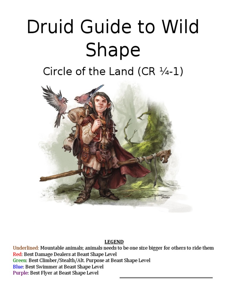Druid Guide To Wild Shape: Circle of The Land (CR - 1) | PDF | Senses ...