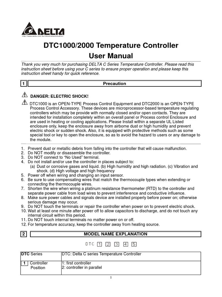 DTC1000/2000 Temperature Controller User Manual: 1 Precaution | PDF ...
