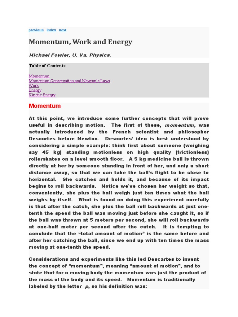 Work Energy Momentum | PDF | Momentum | Force
