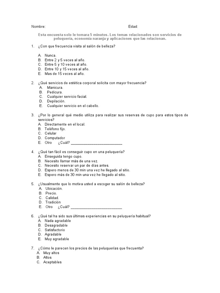 Modelo de Encuesta | PDF | Business