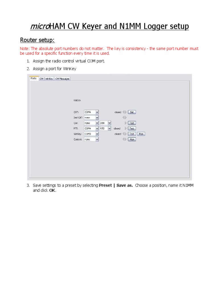 Micro: HAM CW Keyer and N1MM Logger Setup | PDF