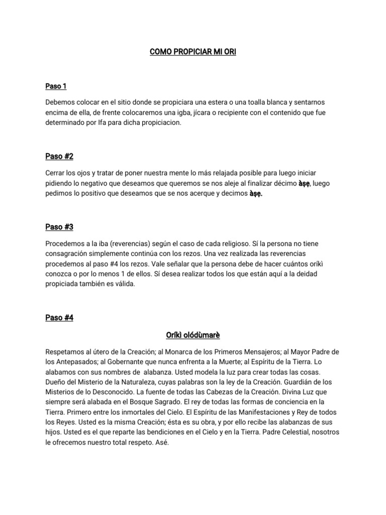 Como Propiciar Ori | PDF