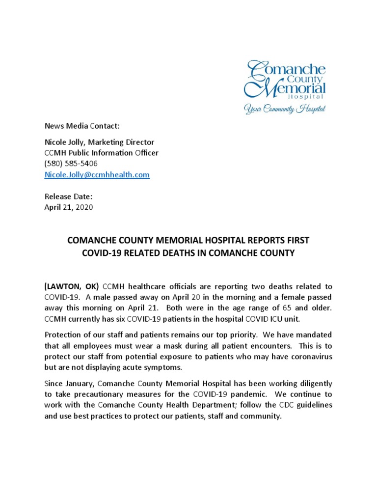 Comanche County Memorial Hospital Reports First Covid-19 Related Deaths ...