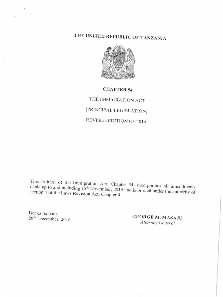 Immigration Act Cap 54 2016 PDF | PDF