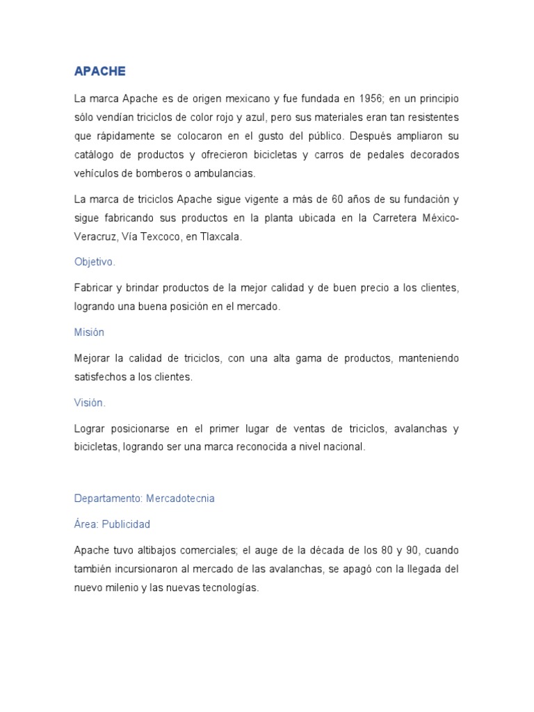 APACHE | PDF | Publicidad | Marca