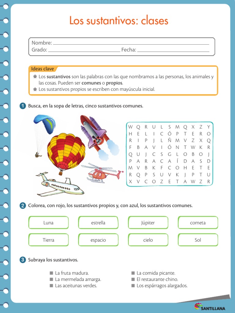 Sopa de letras: sustantivos propios y comunes | PDF