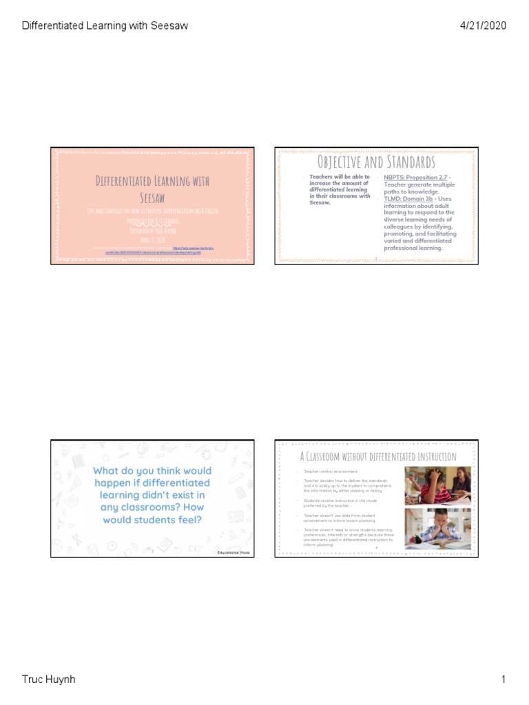 Differentiated Learning With Seesaw Handout | PDF | Differentiated ...