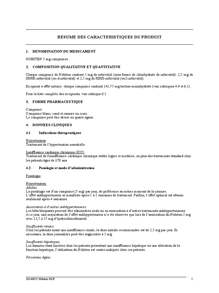Nobiten 5 mg : Indications et posologie | PDF | Insuffisance cardiaque ...