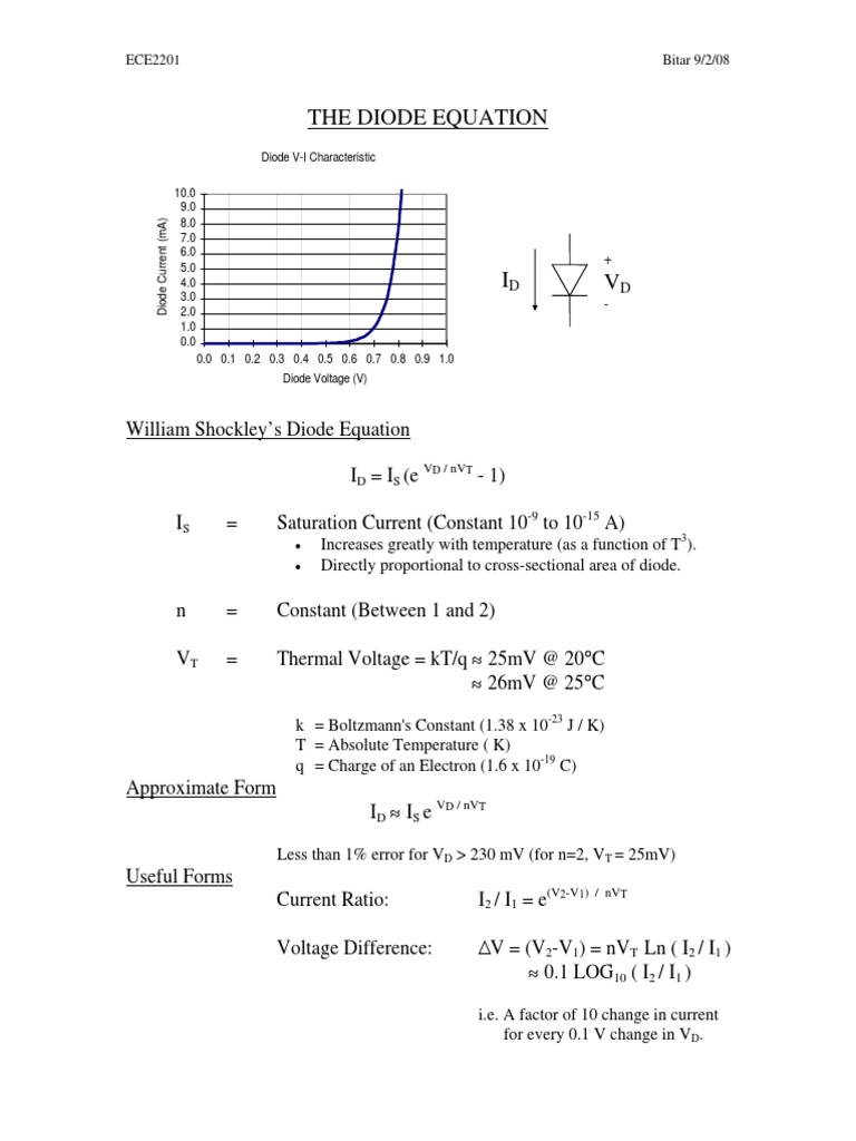 Handout Diode Equation | PDF | Diode | Electrical Equipment