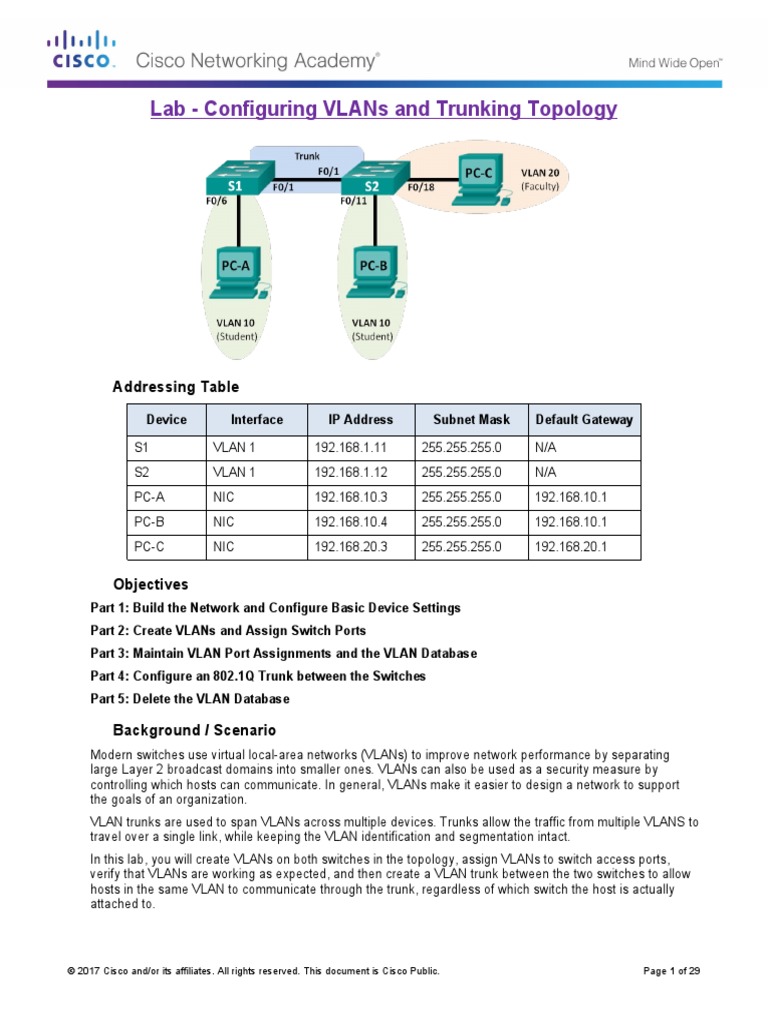 LAB 03 - Configuring Inter VLAN Trunking | PDF | Computer Network | Network Switch