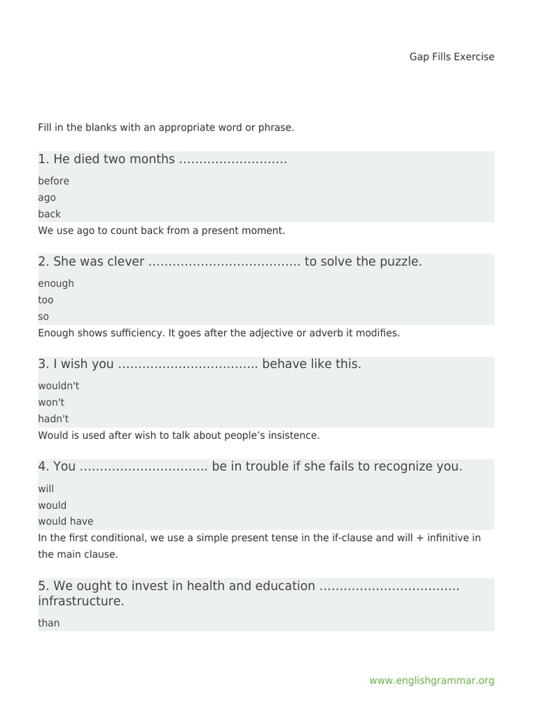 Gap Fills Exercise | PDF | Adverb | Adjective