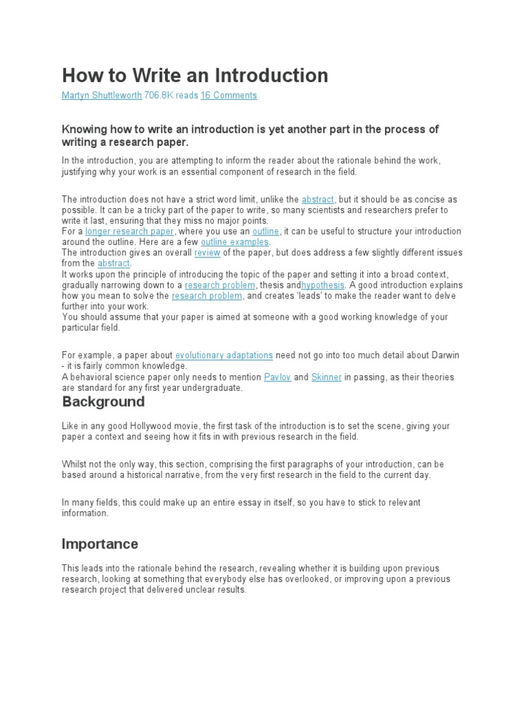 How To Write An Introduction | PDF | Risk Assessment | Risk