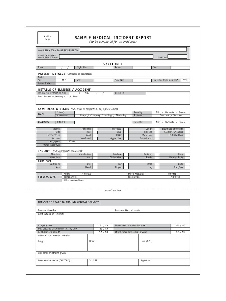 Sample Medical Incident Report: Section 1 | PDF | Cardiopulmonary ...